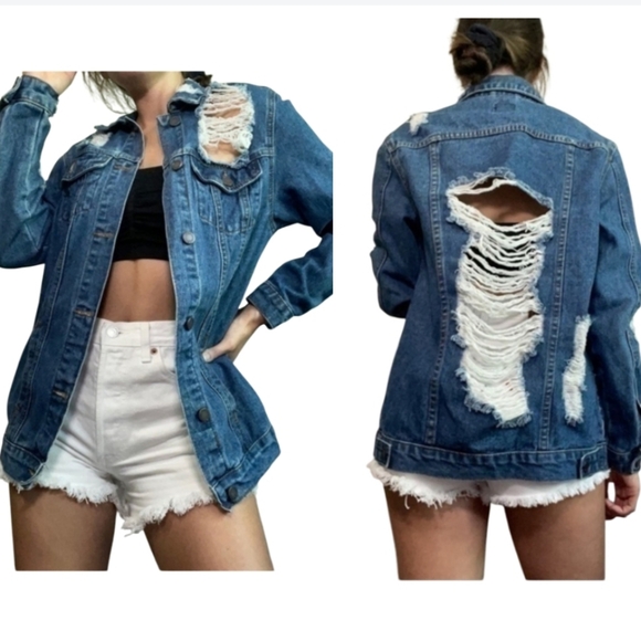 Boom Boom Jeans | Jackets & Coats | Boom Boom Jeans Distressed Denim ...